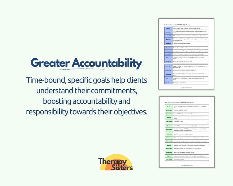 100 Anxiety SMART Goals Treatment Planning Guide | Therapy ...