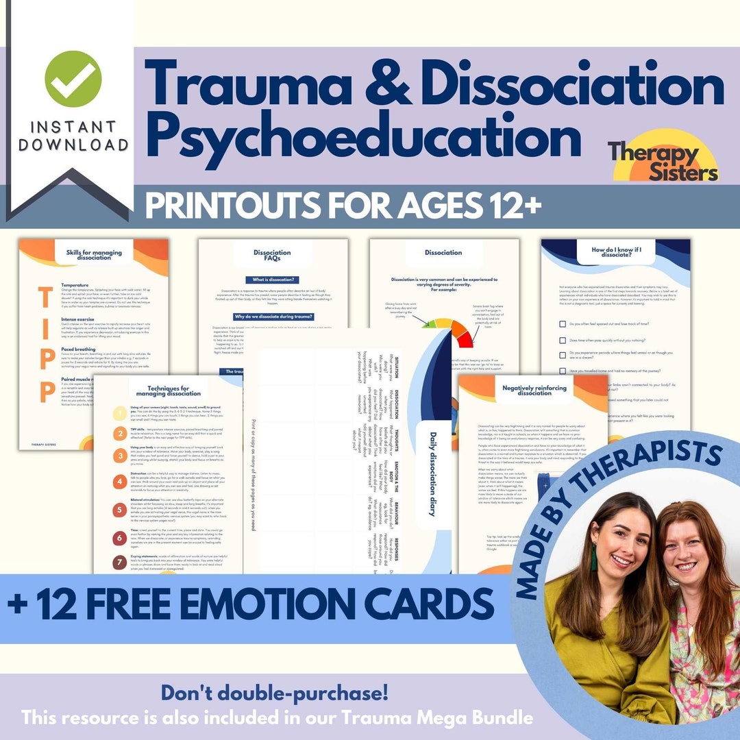 Trauma Dissociation Printouts | Trauma Therapy DBT PTSD Therapy ...