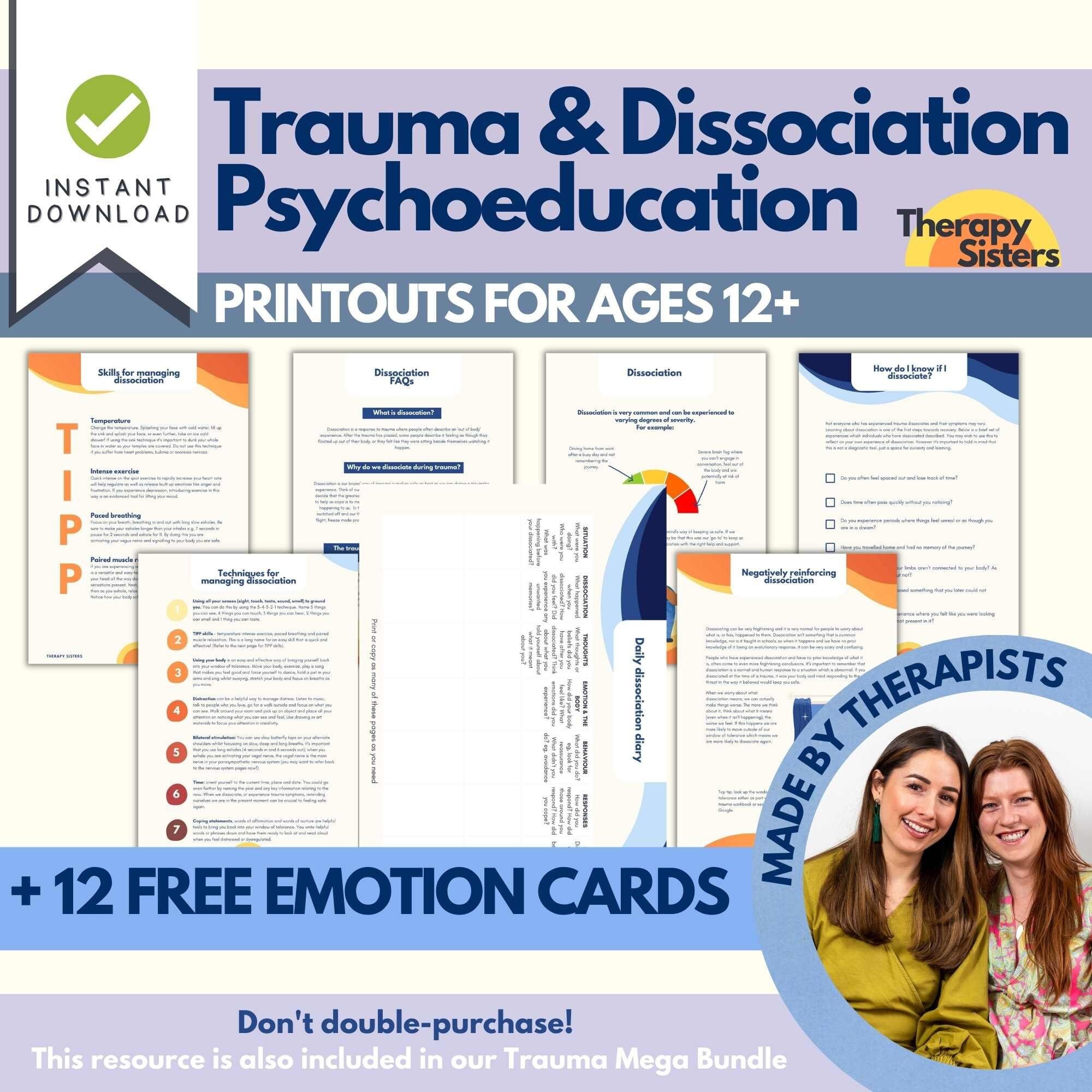 Trauma Dissociation Printouts | Trauma Therapy DBT PTSD Therapy ...