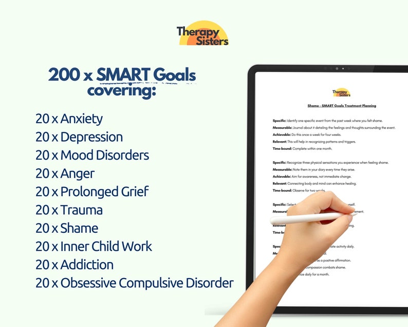SMART Goals Treatment Planning Guide & Therapy Interventions Therapy ...