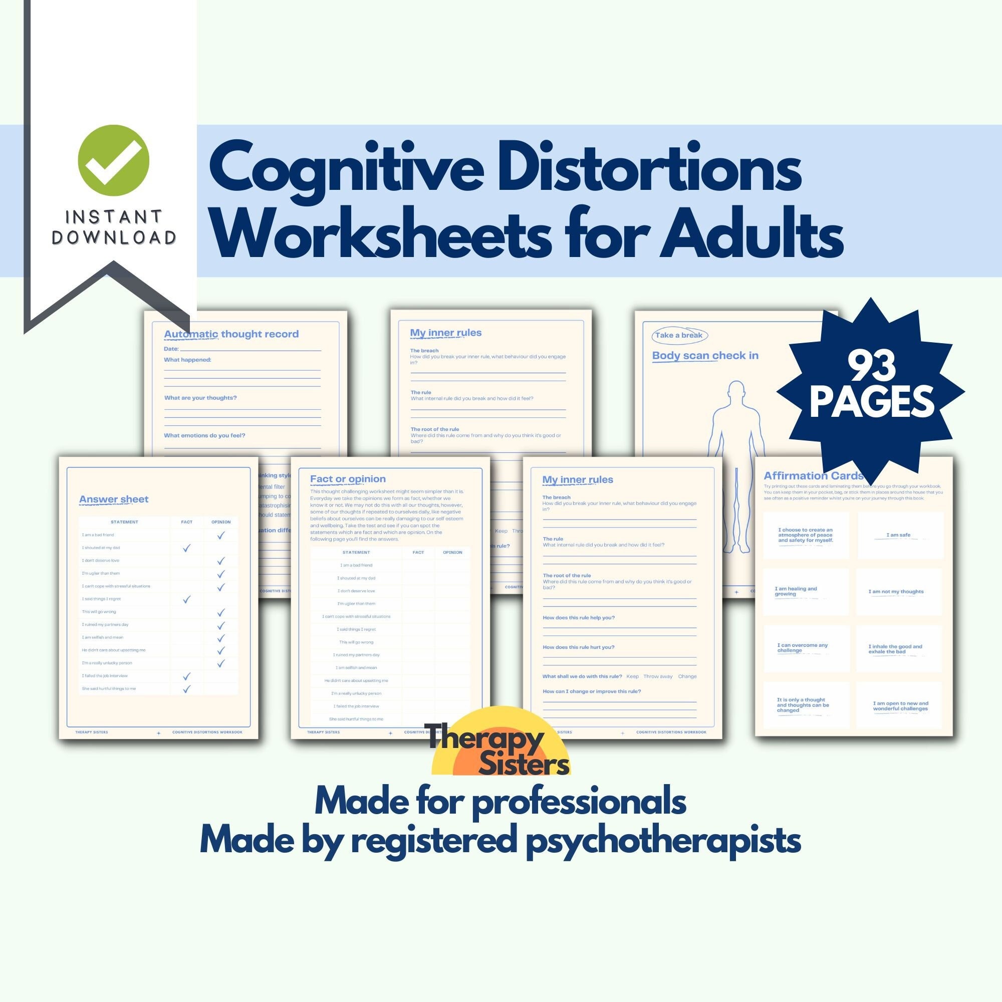 Cognitive Thinking Errors Worksheets