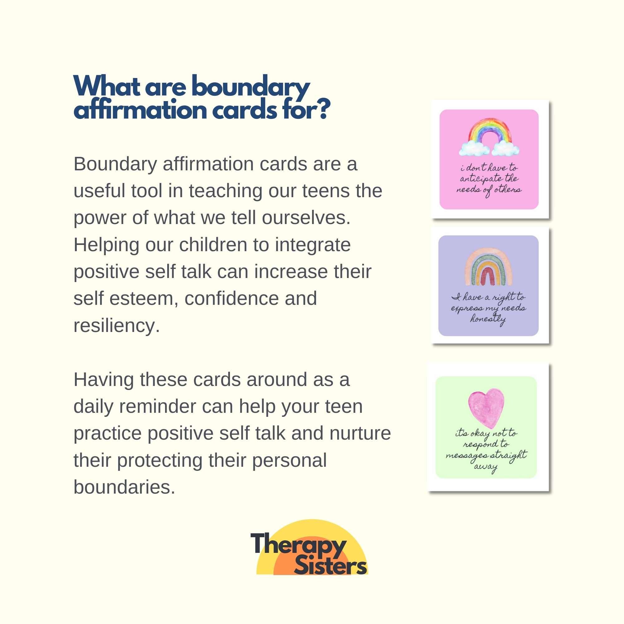 12 Boundary Affirmation Cards | Teen Therapy Card Deck Counselling Tool ...