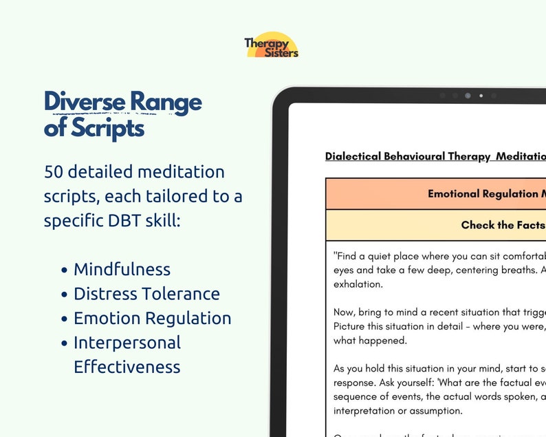 DBT Meditation Scripts | DBT Cheat Sheet Social Worker CBT Tools Diary ...