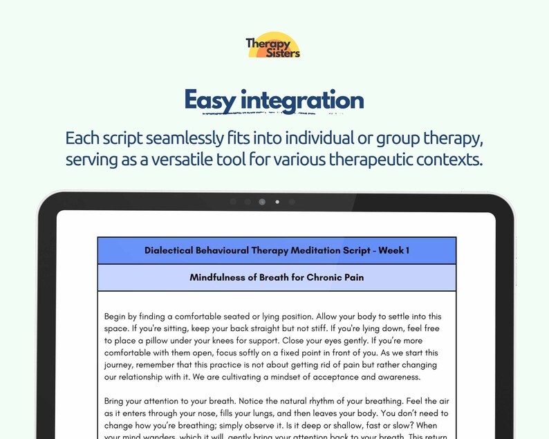 10-week 25-minute DBT Chronic Pain Meditation Scripts Therapy Resources ...
