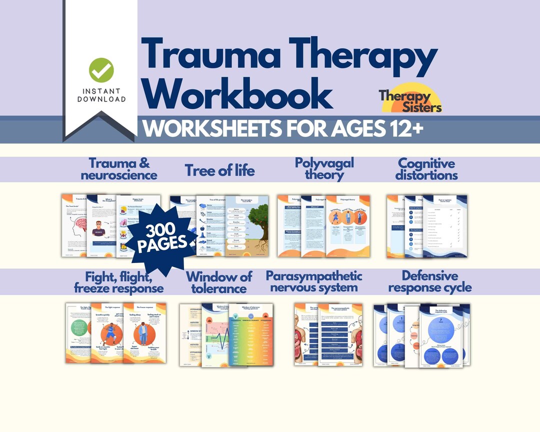 300 X Trauma Therapy Workbook Trauma Healing Workbook, Adult Trauma ...
