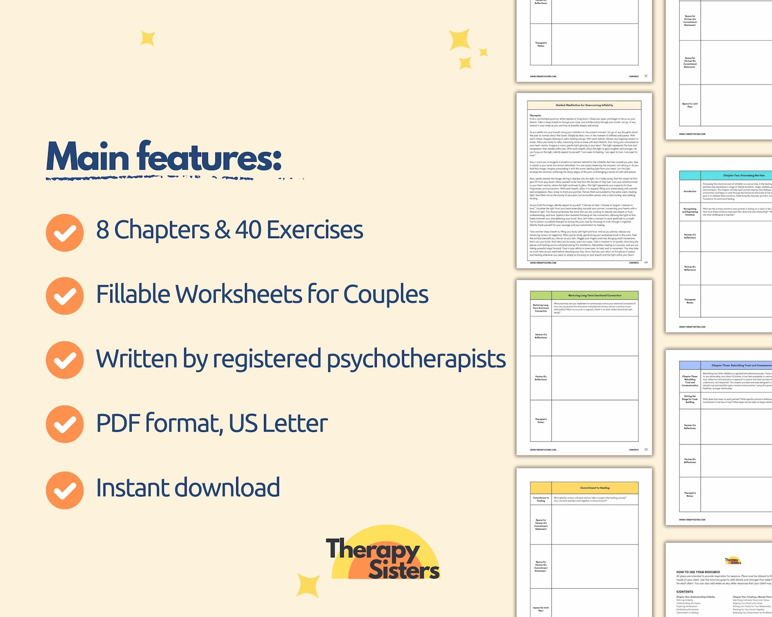 Couples Therapy Infidelity Bundle + Fillable Worksheets | Communication ...
