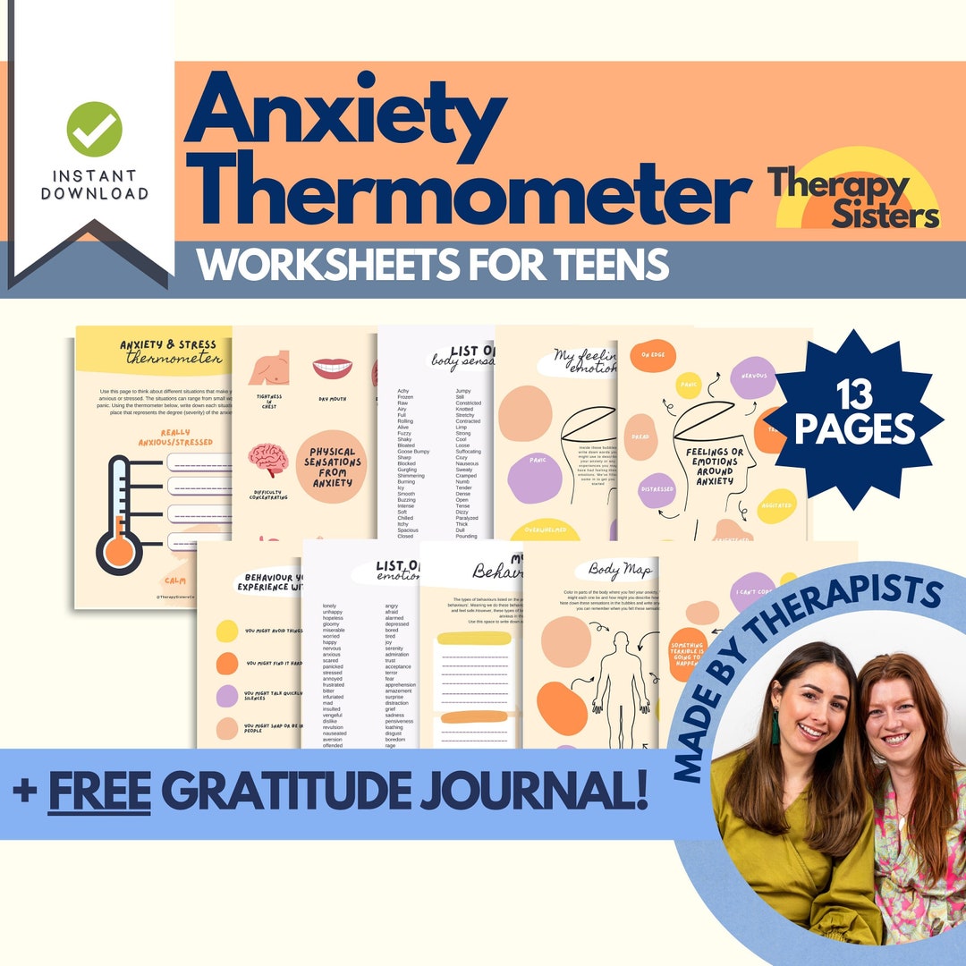 Anxiety Thermometer Worksheet Trauma Therapy DBT Therapy - Etsy