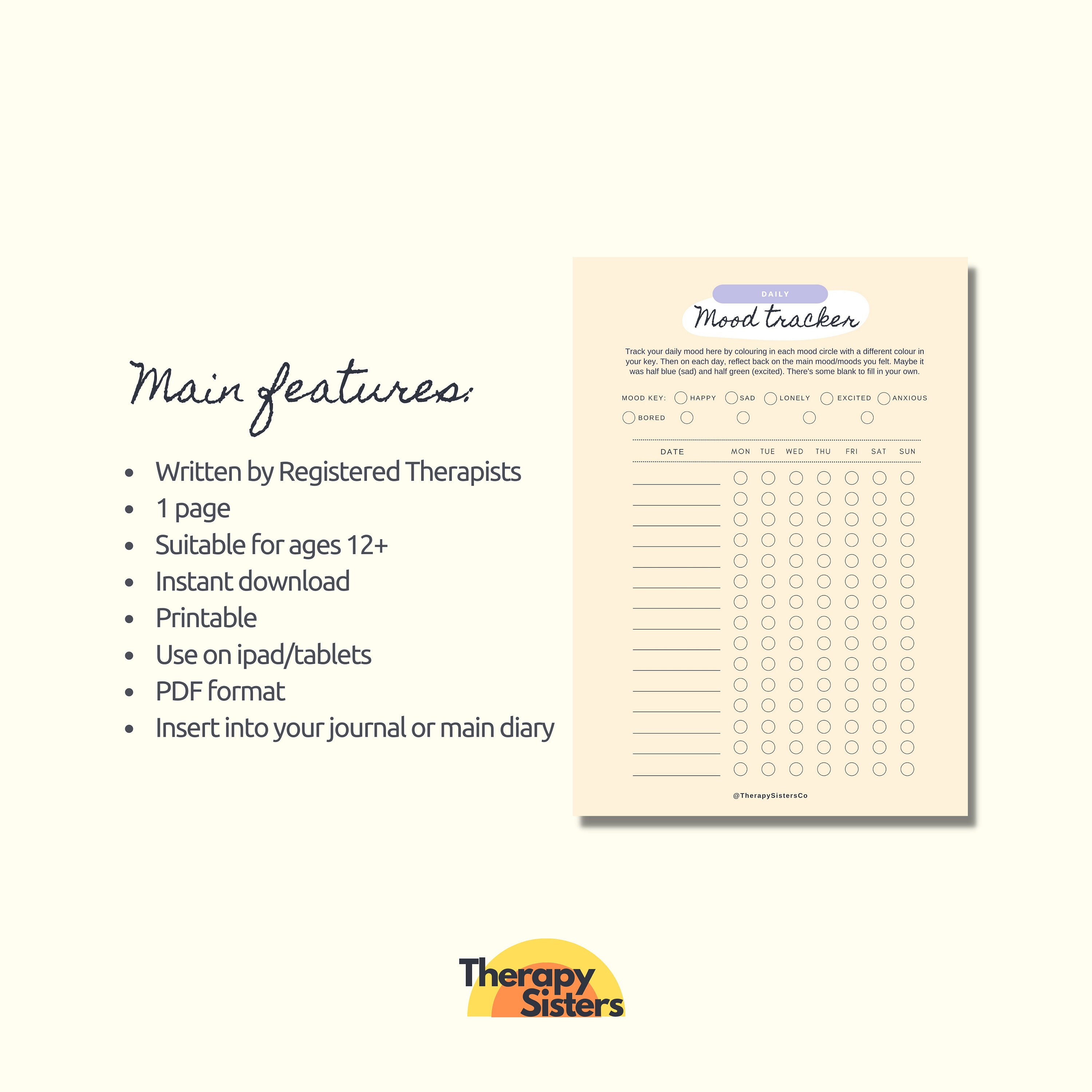 Digital Mood Tracker Daily Mood Tracker Mood Journal Mood Chart ...