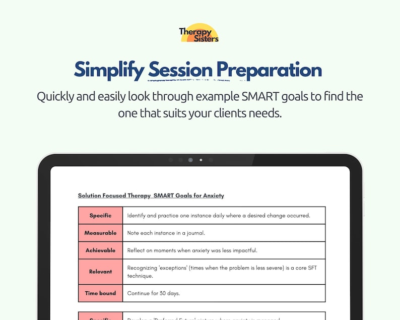 100 Anxiety SMART Goals Treatment Planning Guide | Therapy ...