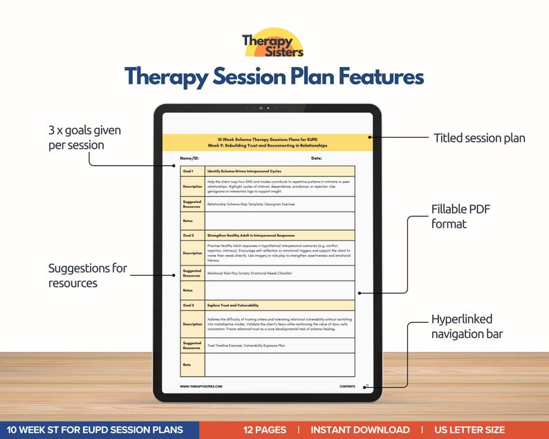 Schema Therapy Session Plan | EUPD, CBT Activities (PDF) - Etsy