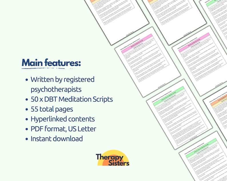 DBT Meditation Scripts | DBT Cheat Sheet Social Worker CBT Tools Diary ...