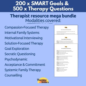 Therapist Resource Bundle | 500 Therapy Questions 200 SMART Goals for ...