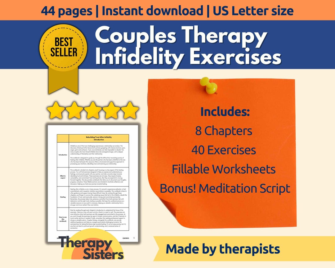 Couples Therapy Infidelity Bundle + Fillable Worksheets | Communication ...