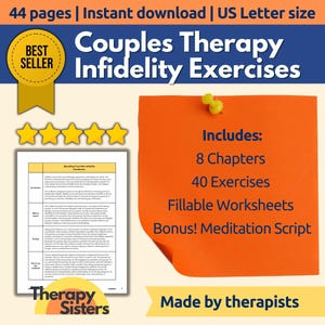 Couples Therapy Infidelity Bundle + Fillable Worksheets | Communication ...