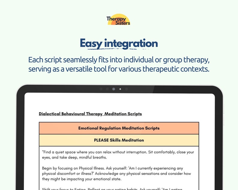 DBT Meditation Scripts | DBT Cheat Sheet Social Worker CBT Tools Diary ...