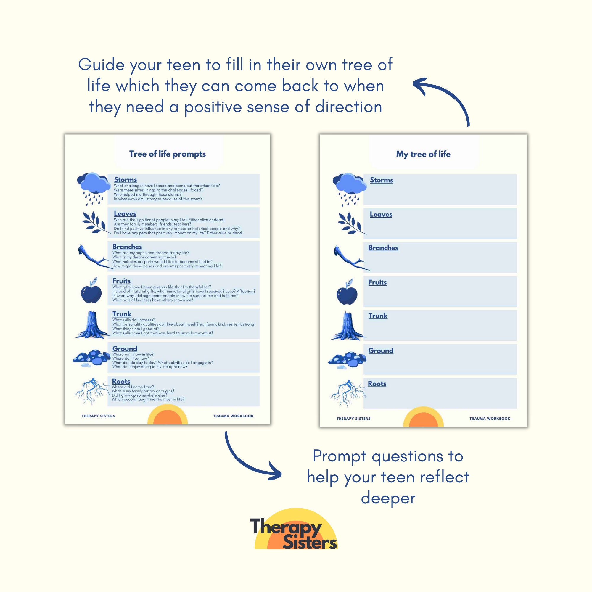 Narrative Therapy Tree of Life Worksheets | Life Story Trauma Therapy ...