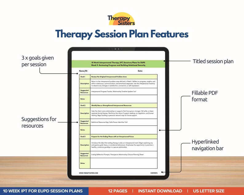 IPT for EUPD 10-week Session Plan | Therapy Worksheets (PDF) - Etsy UK