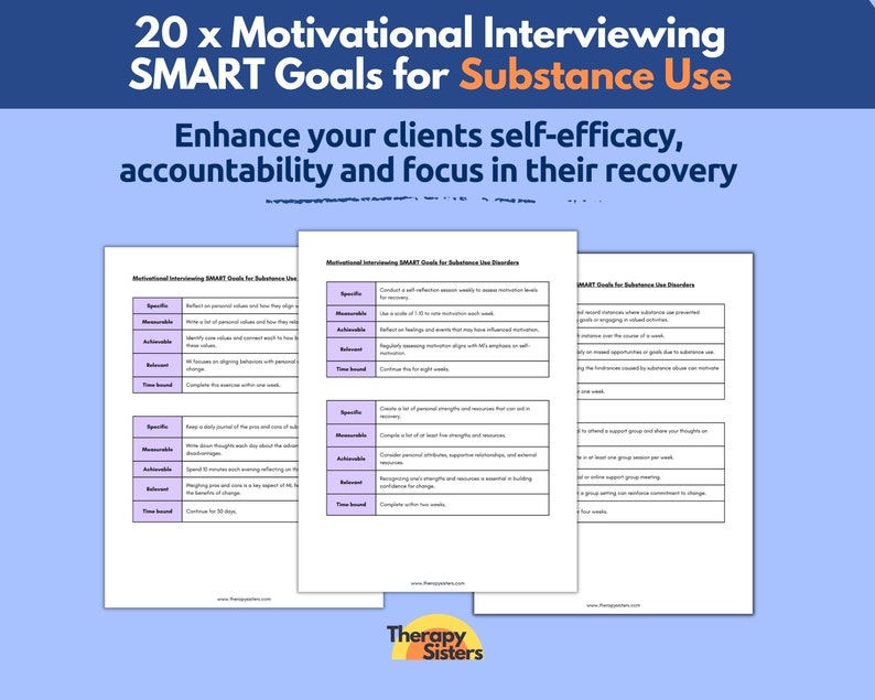 MI SMART Goals for Sobriety and Addiction Treatment Planning Substance ...