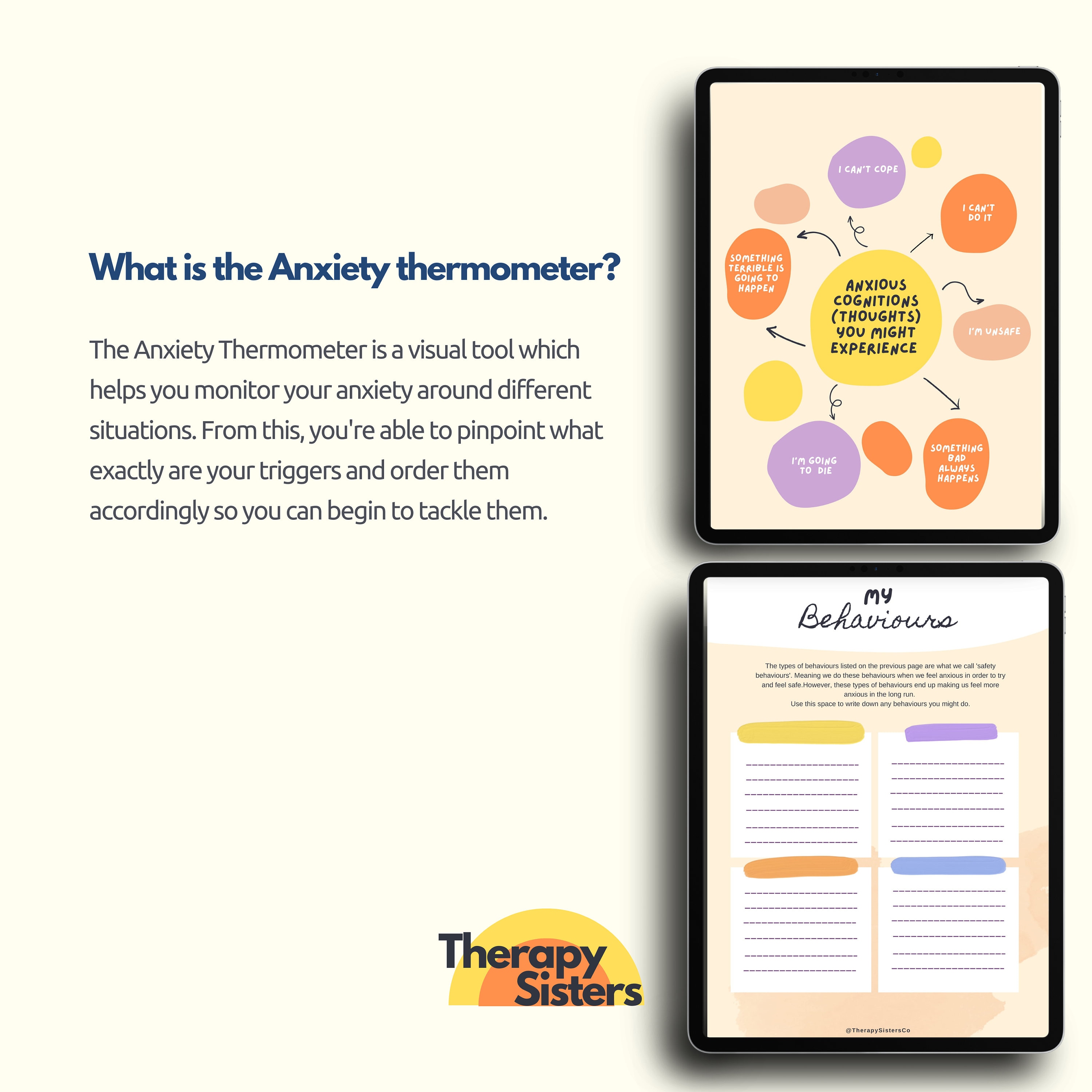Anxiety Thermometer Worksheet | Trauma Therapy DBT Therapy Office Decor ...