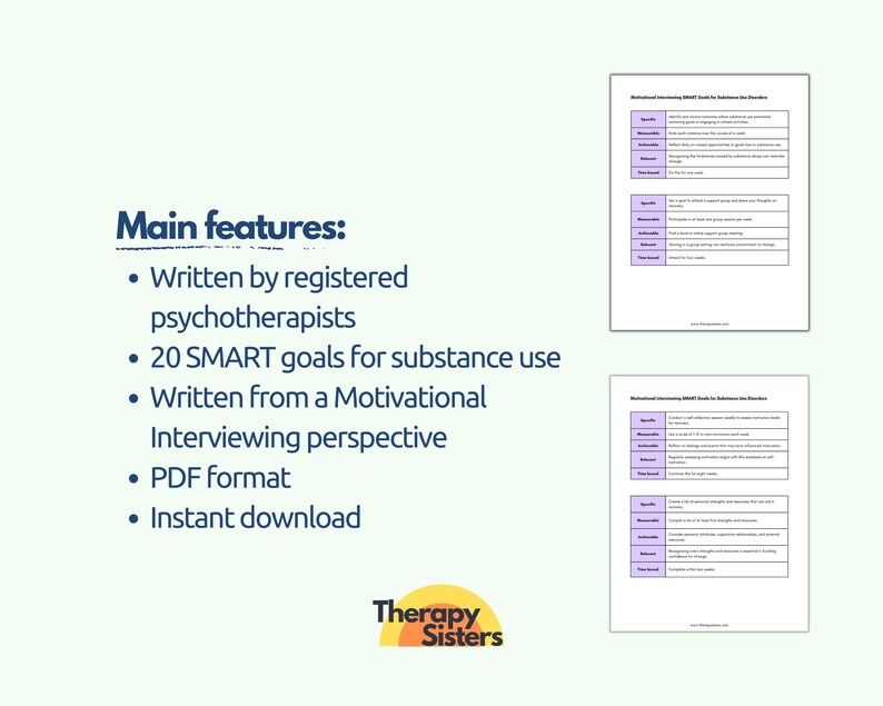 MI SMART Goals for Sobriety and Addiction Treatment Planning Substance ...