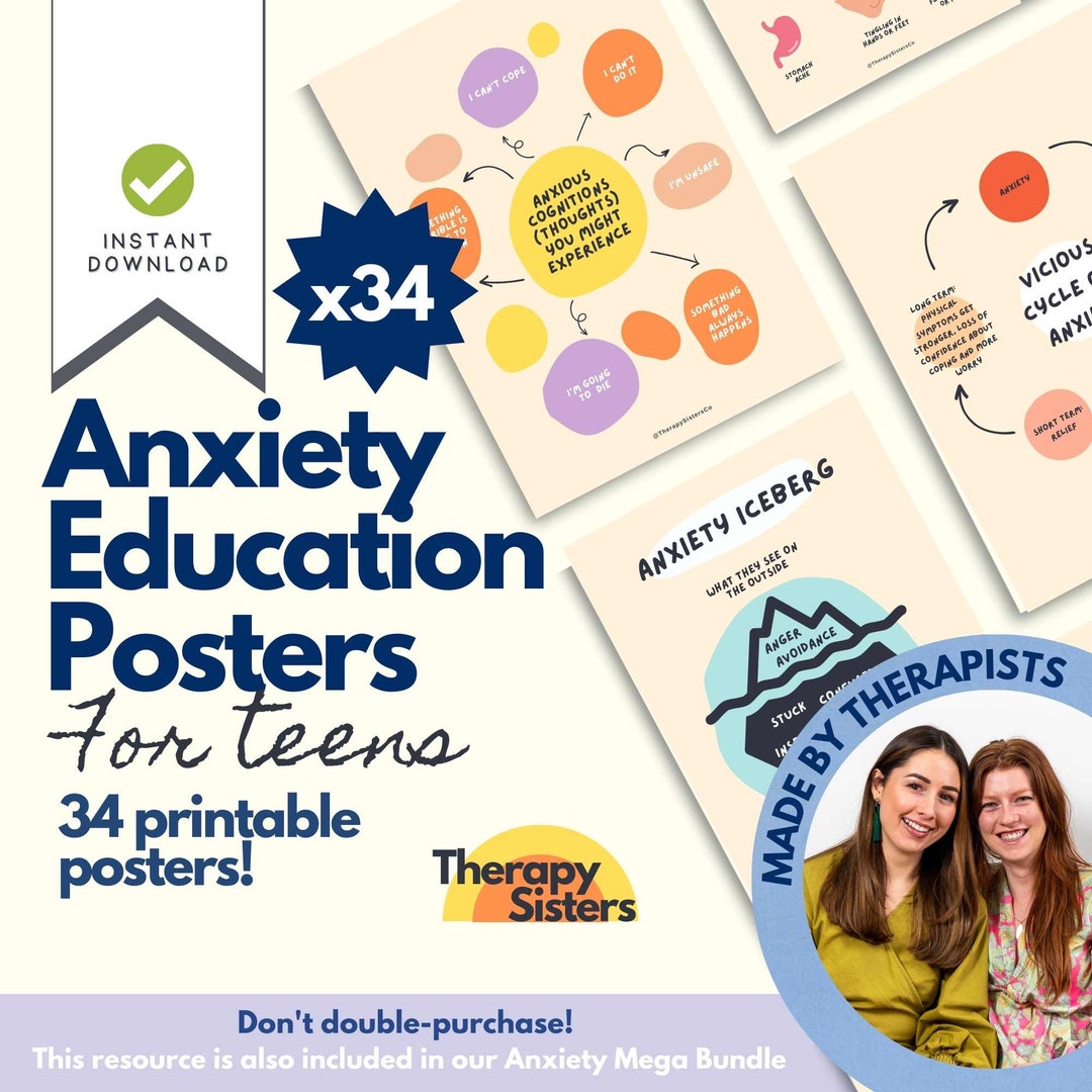 34 Anxiety Posters | Therapy Office Decor Therapy Office Art Psychology ...