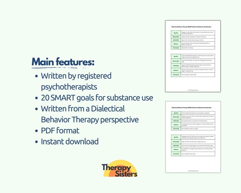 DBT SMART Goals for Sobriety and Addiction Treatment Planning ...