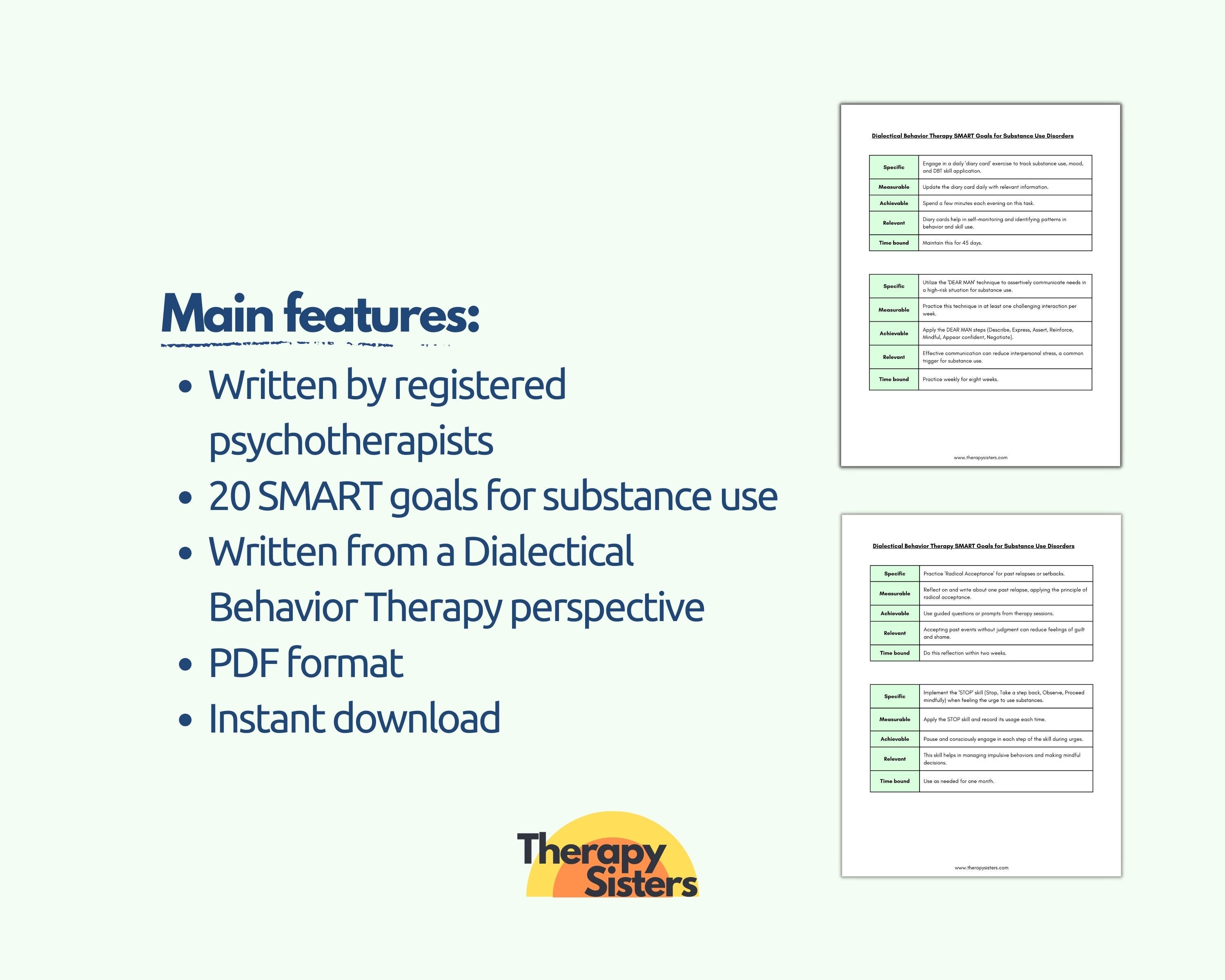 DBT SMART Goals for Sobriety and Addiction Treatment Planning ...