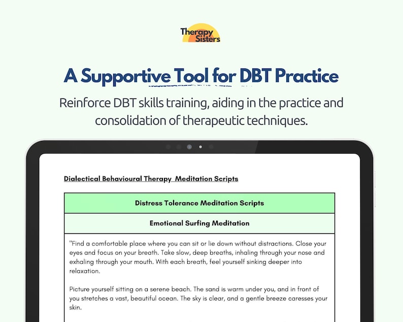 DBT Meditation Scripts | DBT Cheat Sheet Social Worker CBT Tools Diary ...
