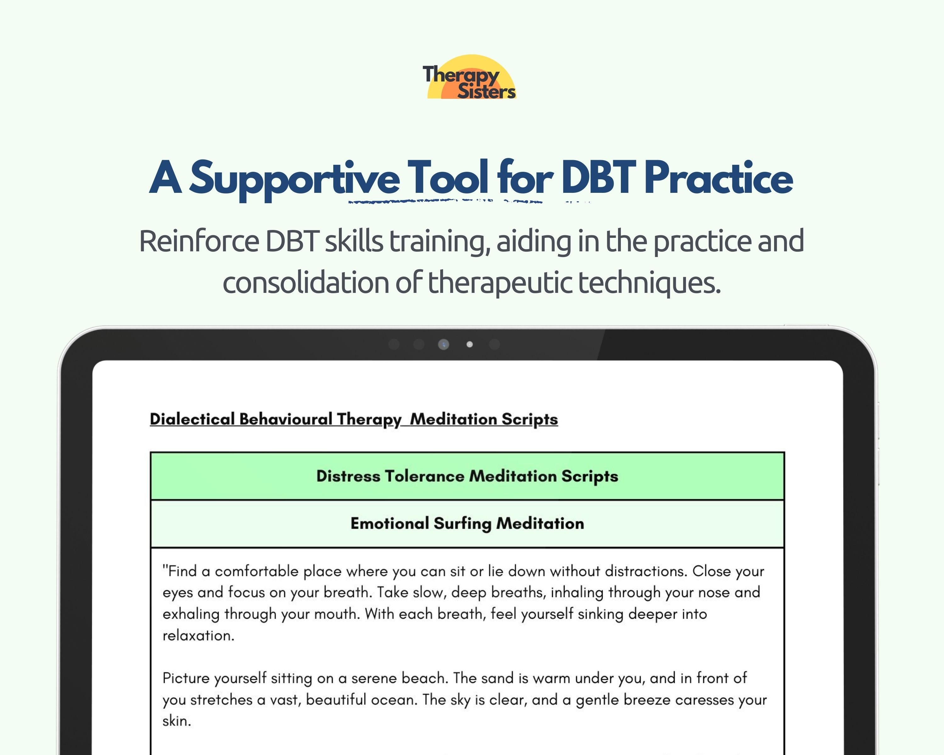 DBT Meditation Scripts | DBT Cheat Sheet Social Worker CBT Tools Diary ...