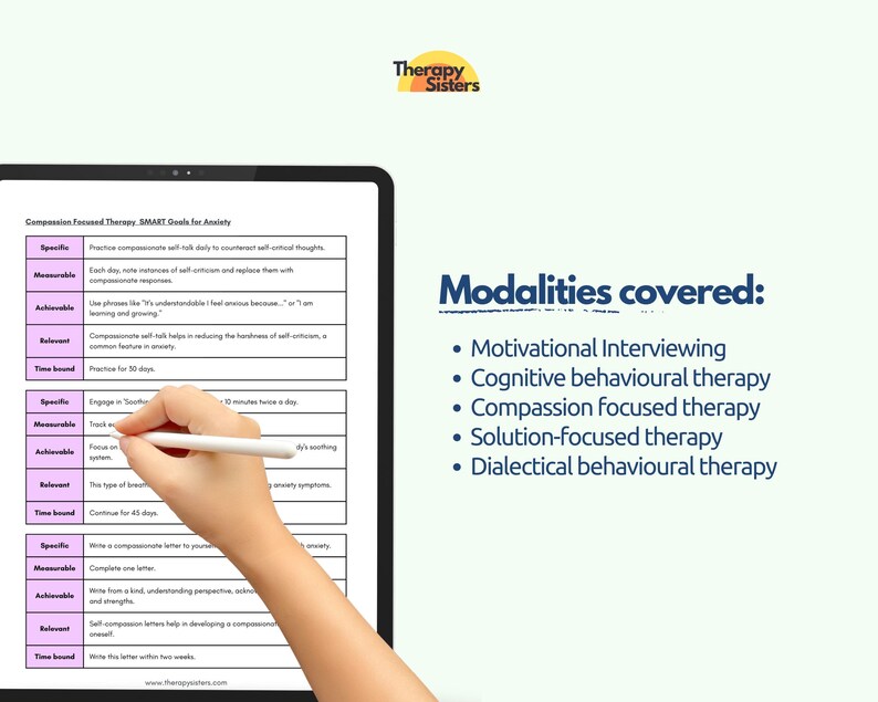 100 Anxiety SMART Goals Treatment Planning Guide | Therapy ...