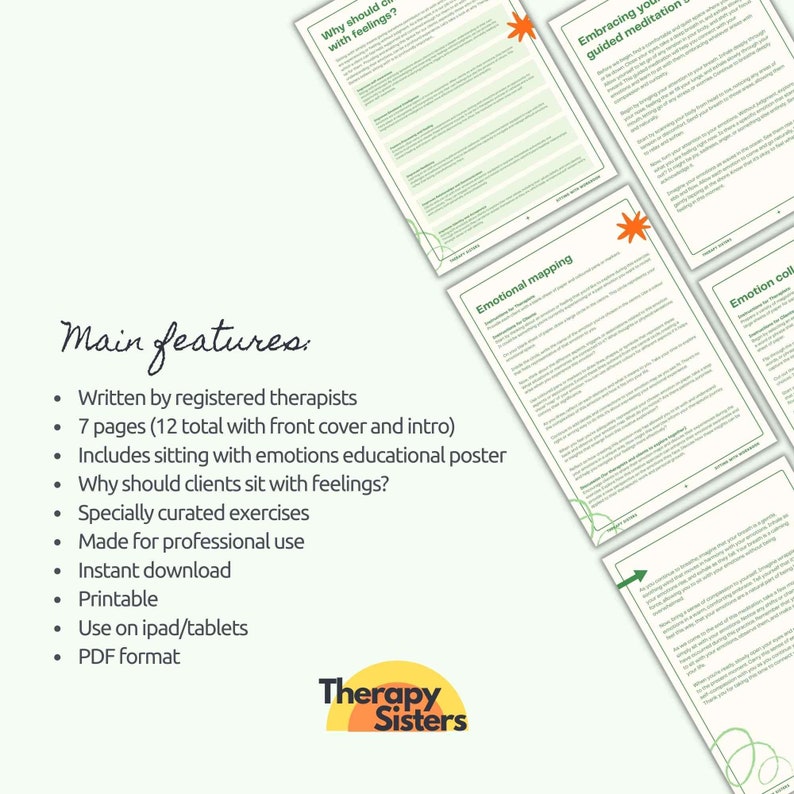 Sitting With Emotions Worksheets for Professionals | Sitting With ...