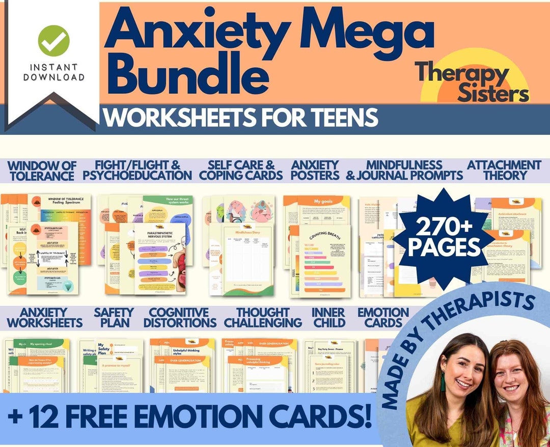 Anxiety Mega Bundle Psychologist Resource Therapy Worksheets School ...