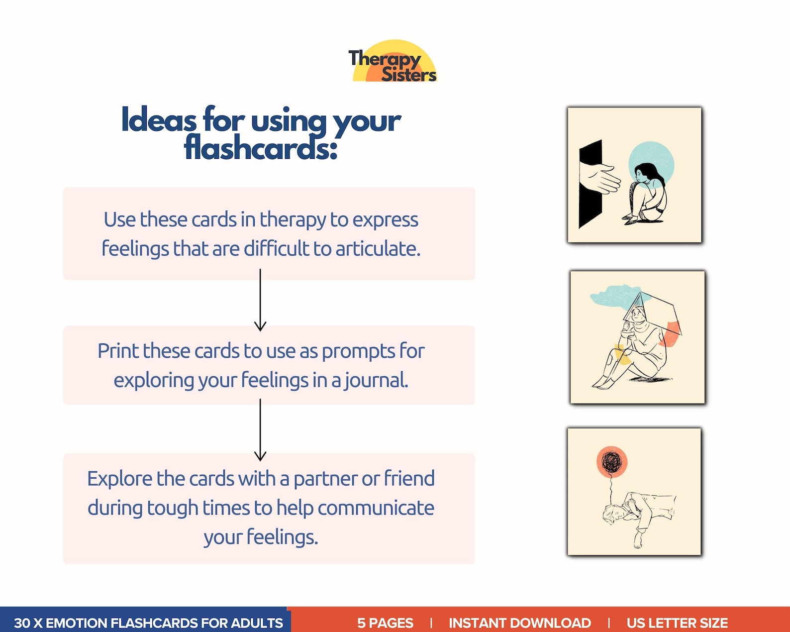 30 Emotion Flashcards | Teen Therapy Card Deck Counselling Tool Therapy ...