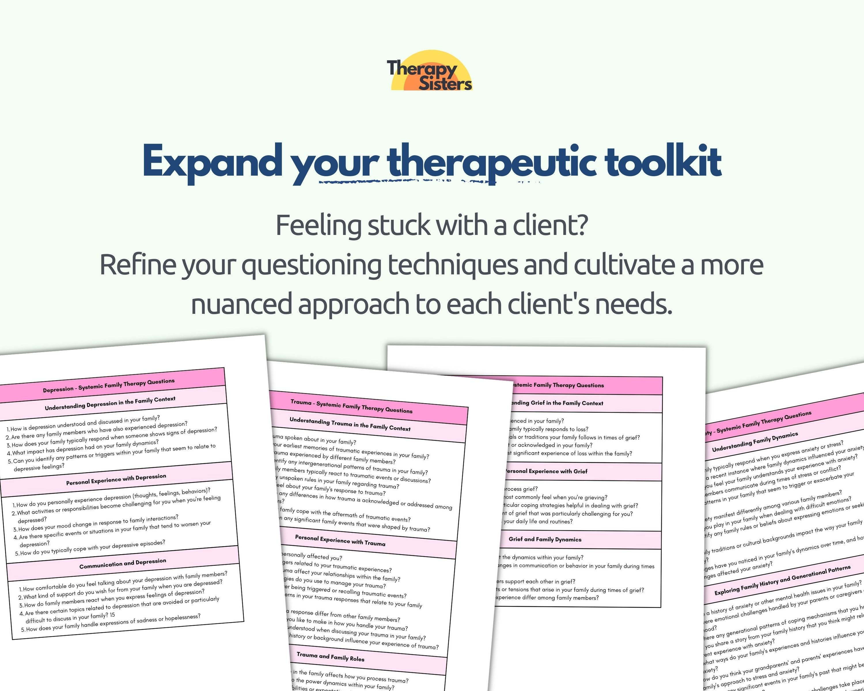 500 Systemic Family Therapy Questions | Intervention Phrases HIPAA ...