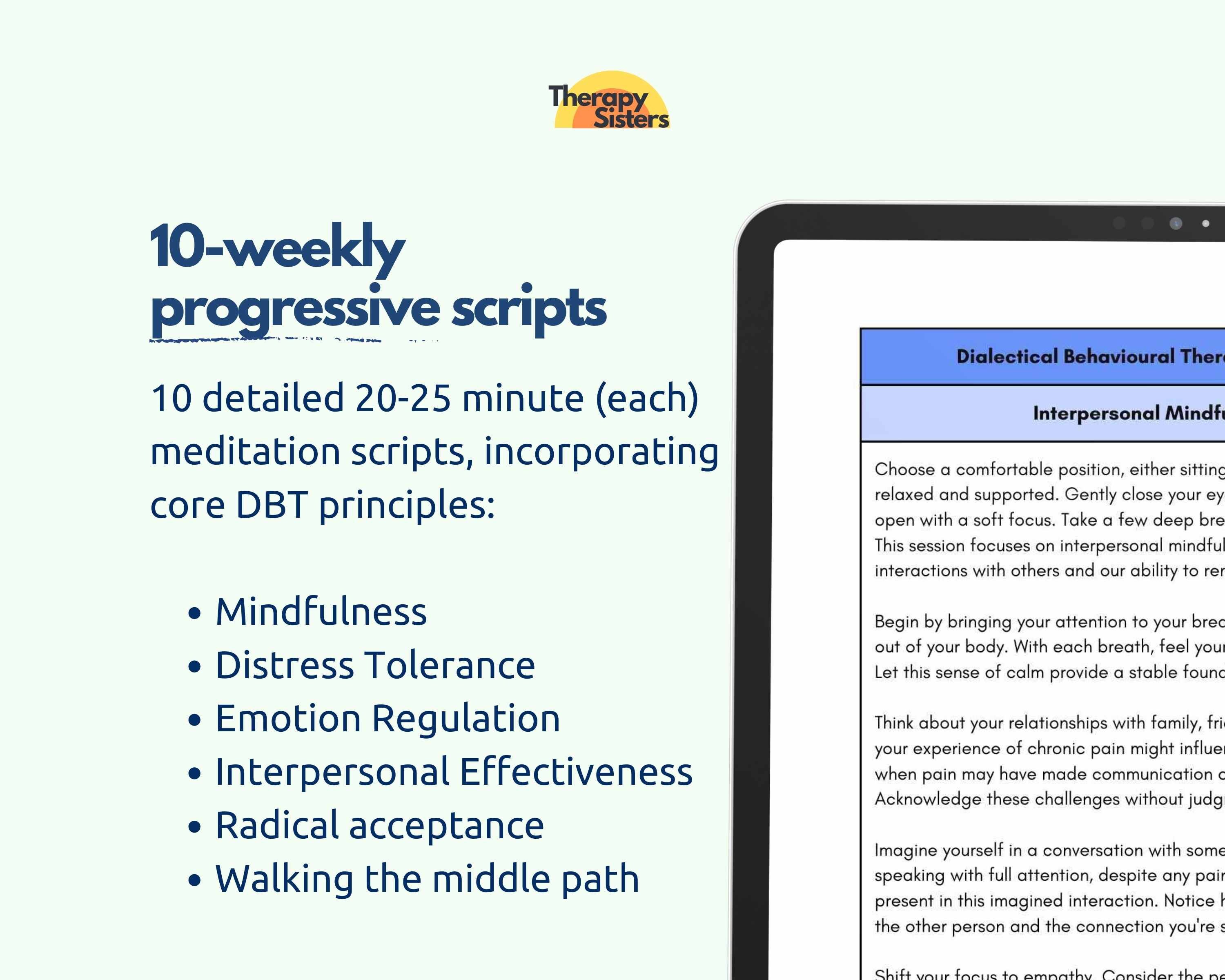 10-week 25-minute DBT Chronic Pain Meditation Scripts | Therapy ...