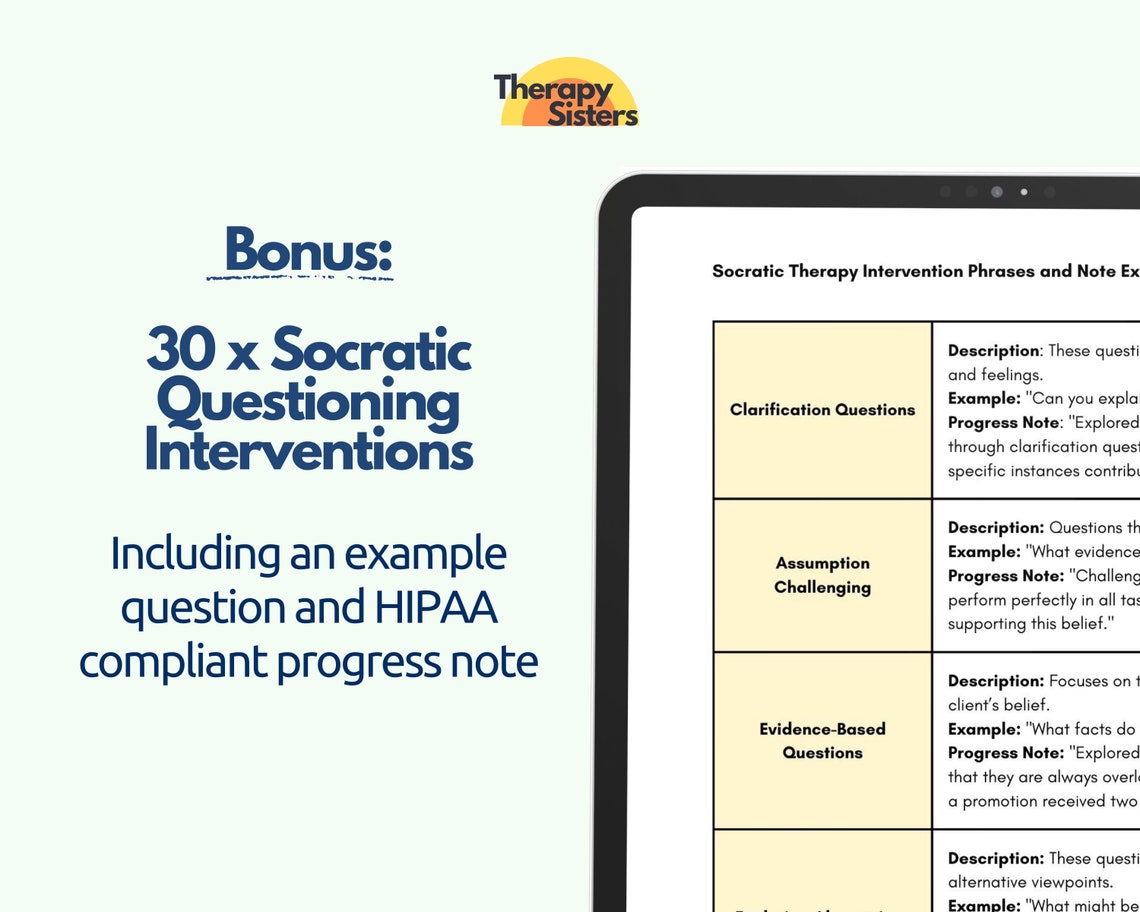 500 Socratic Questioning Therapy Questions | Intervention Phrases HIPAA ...