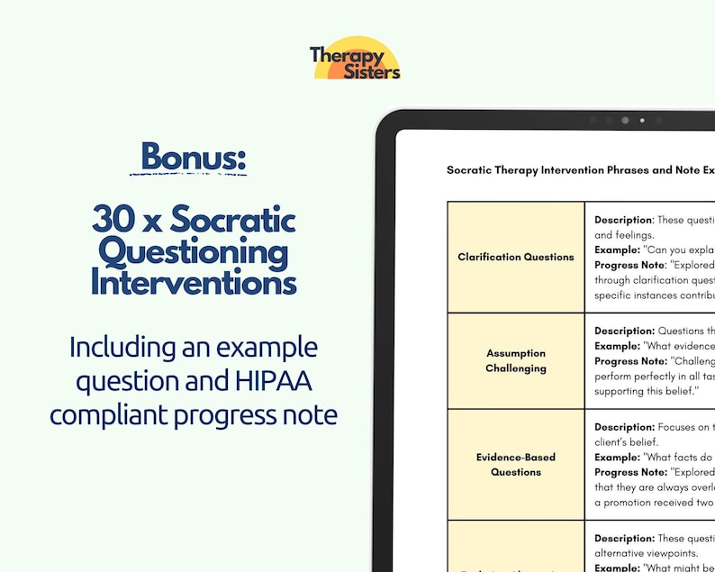 500 Socratic Questioning Therapy Questions | Intervention Phrases HIPAA ...