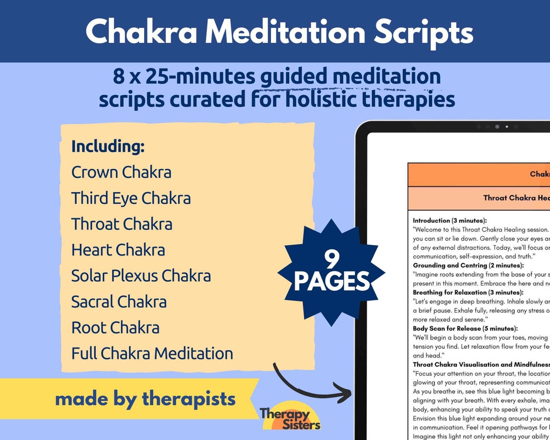 8 X 25-minute Chakra Meditation Scripts | Holistic Therapy Resources Yoga Teacher Resources ...