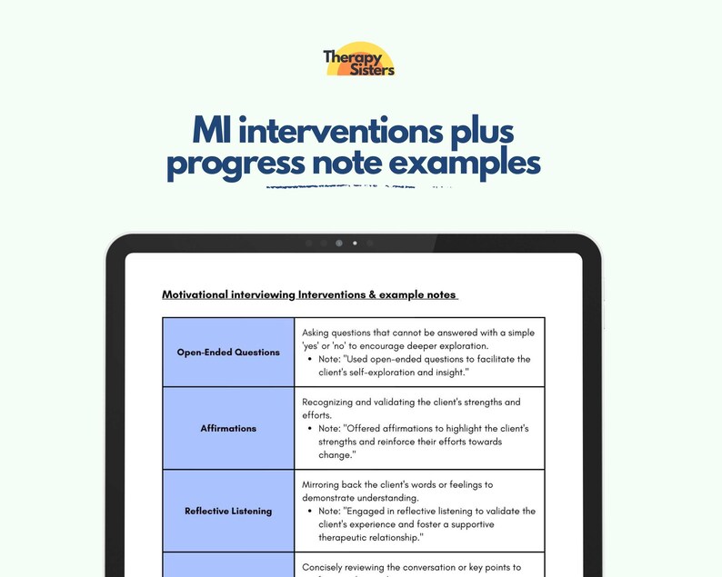 Motivational Interviewing Therapy Bundle MI Therapy Psychotherapy Notes ...