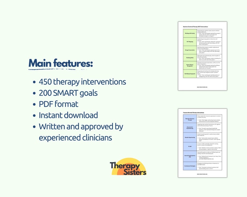 SMART Goals Treatment Planning Guide & Therapy Interventions Therapy ...