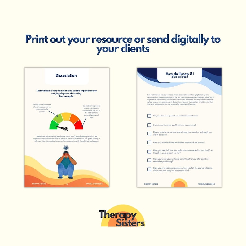 Trauma Dissociation Printouts Trauma Therapy DBT PTSD Therapy Worksheet ...