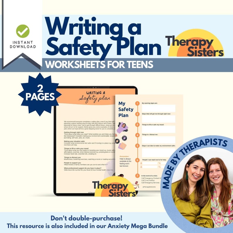 Safety Plan Worksheets Crisis Plan Workbook Suicide Ideation BPD ...