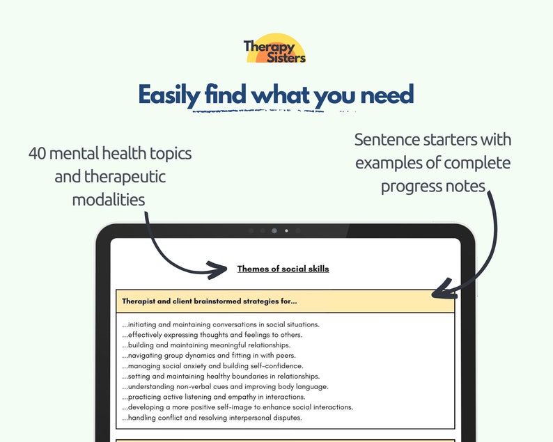 Therapy Progress Note Template | Therapy Documents Note Sentence ...