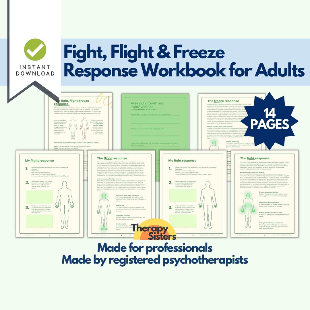 Adults Fight Flight Freeze Workbook | Polyvagal Theory Nervous System ...