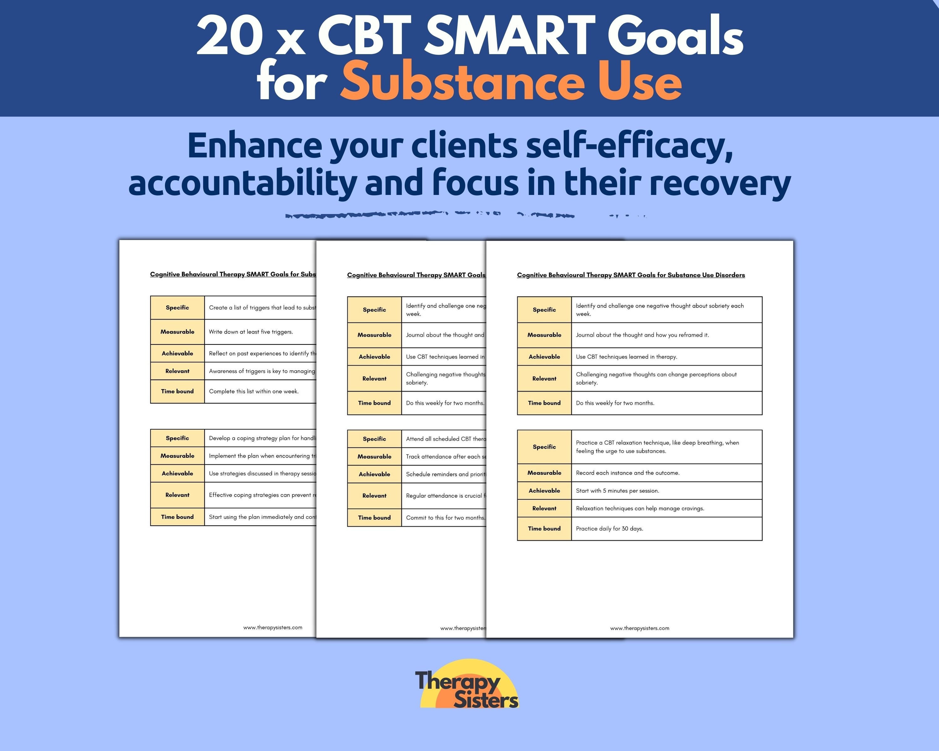 CBT SMART Goals For Sobriety And Addiction Treatment Planning Substance CBT SMART Goals For Sobriety And Addiction Treatment Planning Substance