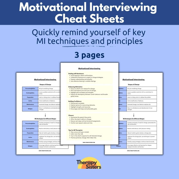Motivational Interviewing Cheat Sheets - Etsy