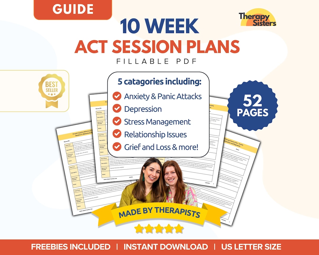ACT Therapy Session Plans | Anxiety, Depression, Grief (digital ...