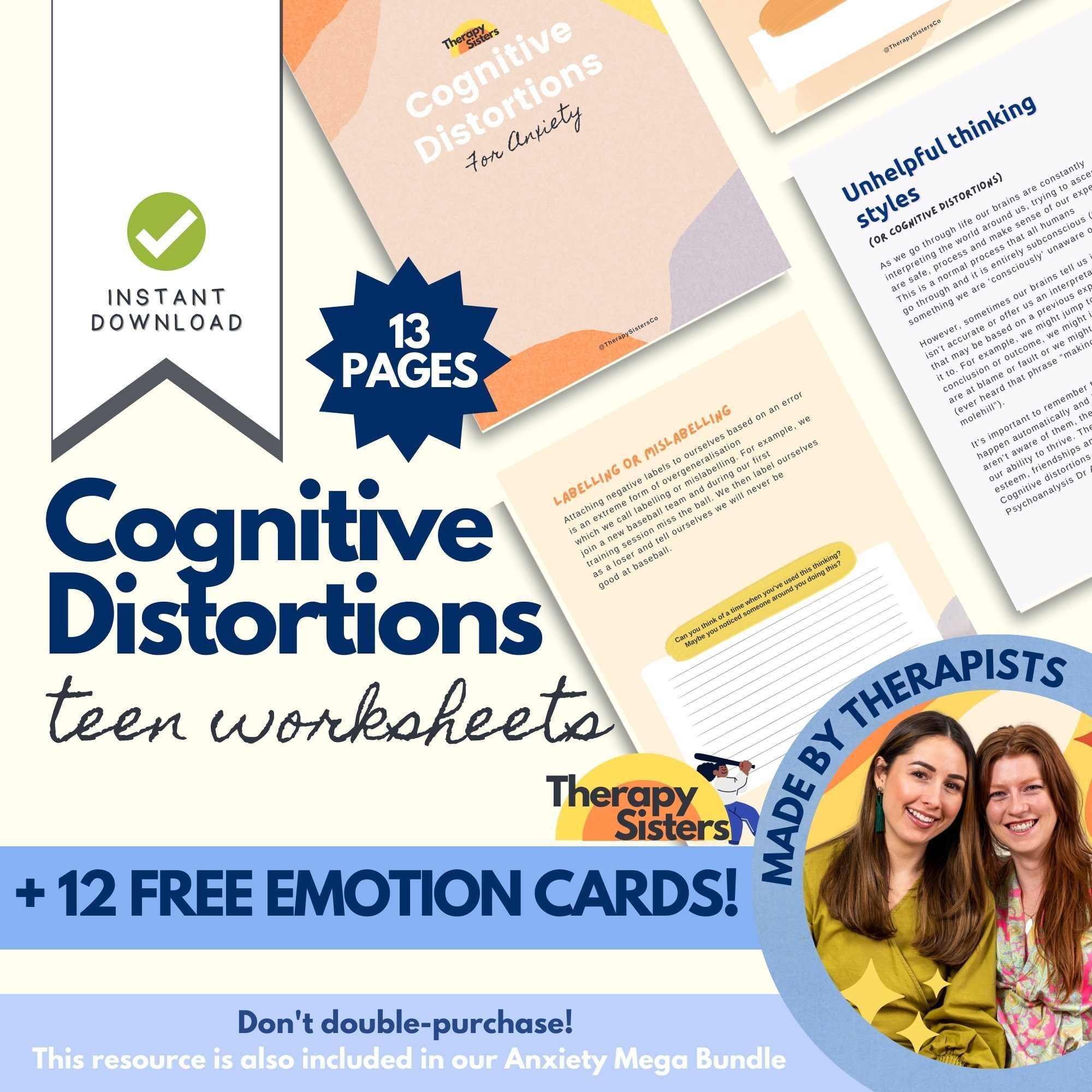 Cognitive Distortion Workbook | Thinking Errors CBT Therapy Cognitive ...