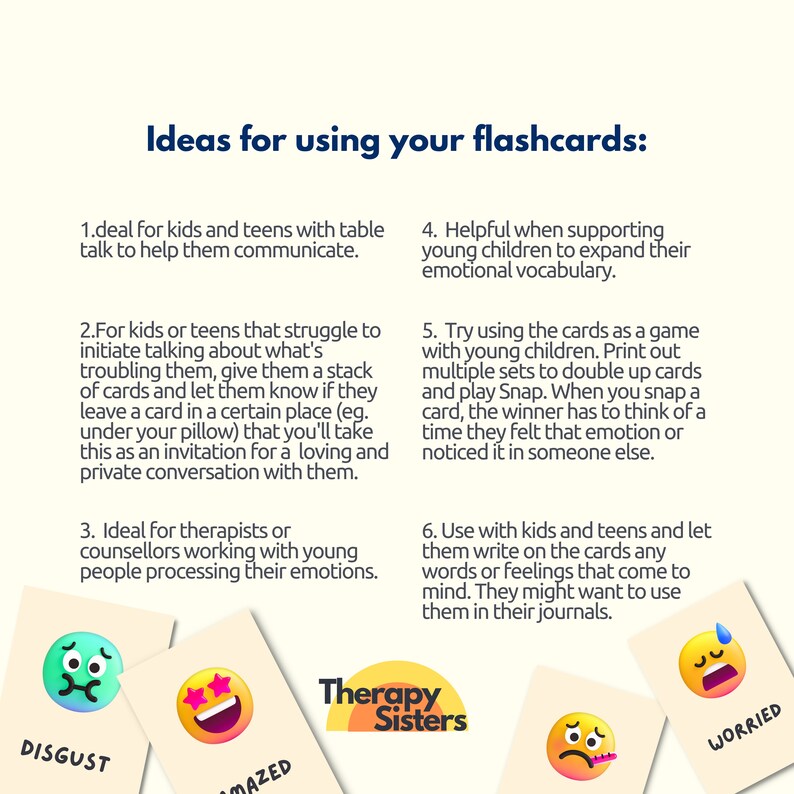 16 Kids Emotion Cards | Teen Therapy Card Deck DBT Cards Counselling ...