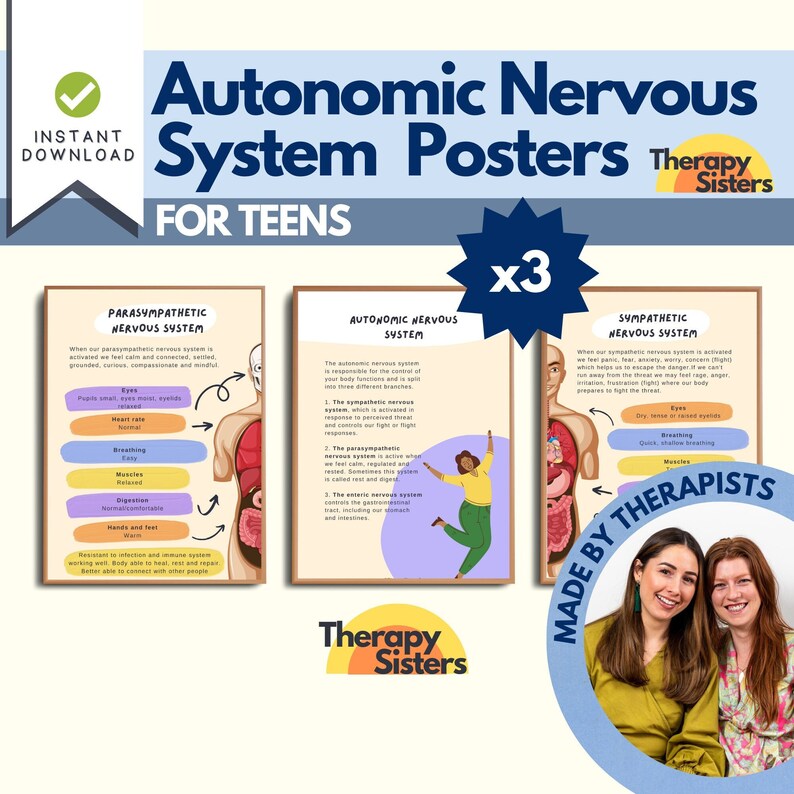 Teen Anxiety Nervous System Poster School Counseling Signs - Etsy